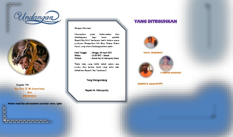 Undangan Syukuran Peneguhan Sidi Baru | PDF