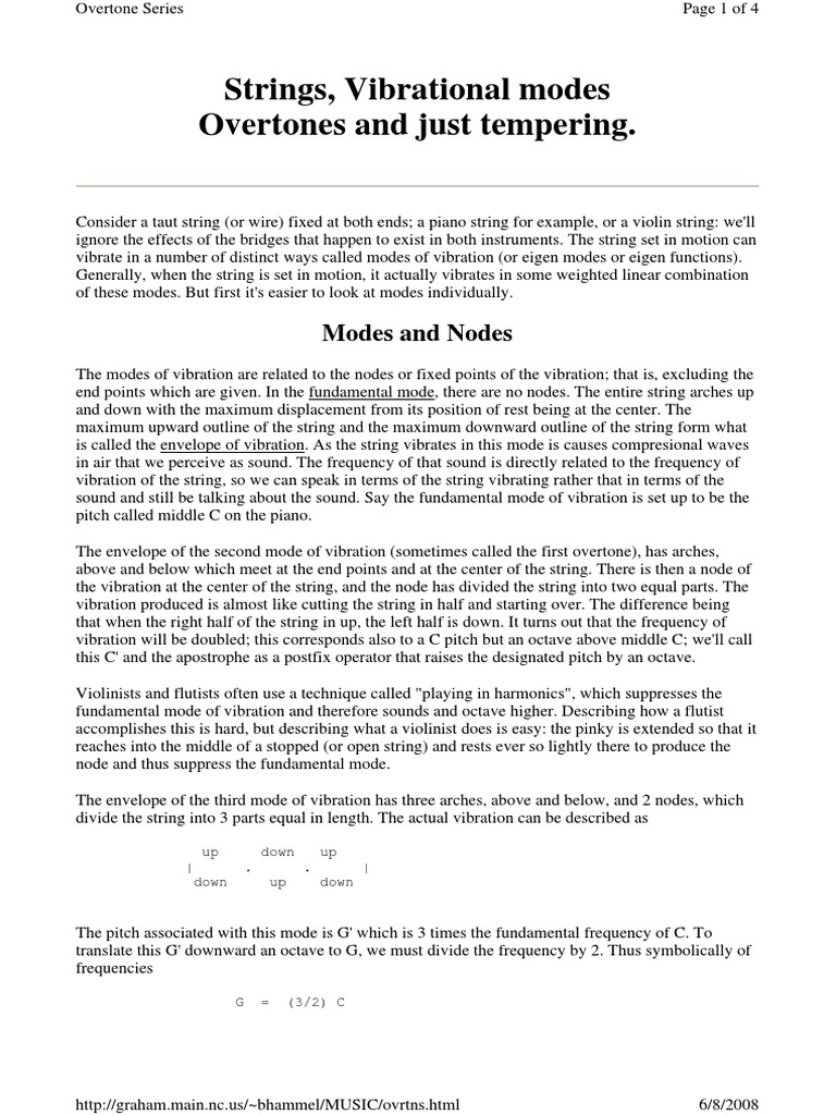 Strings, Vibrational Modes Overtones and Just Tempering | PDF | Sine ...