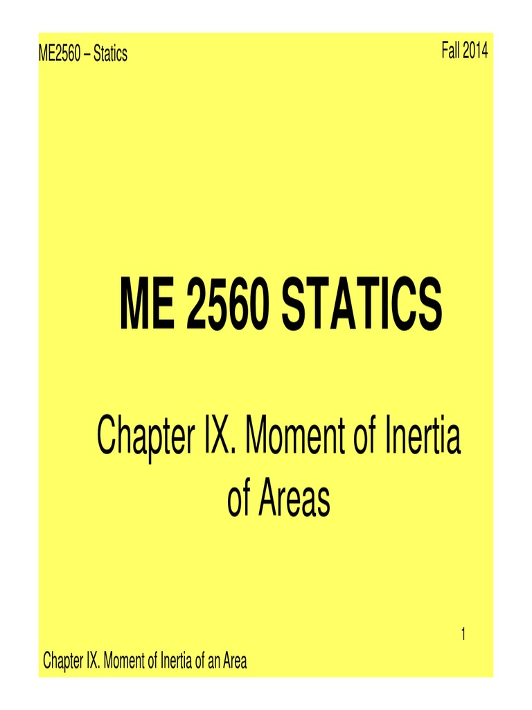 Me 2560 Statics: Chapter IX. Moment of Inertia of Areas | PDF | Beam ...