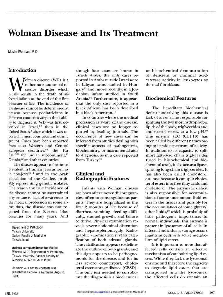 Wolman Disease and Treatment: Gary 15 | PDF | Lipoprotein | Cholesterol