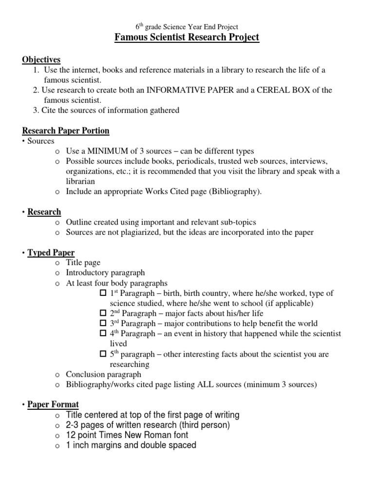 Famous Scientist Research Projects: Comprehensive Instructions and ...