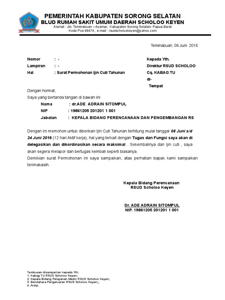 Surat Administrasi RSUD Scholoo | PDF