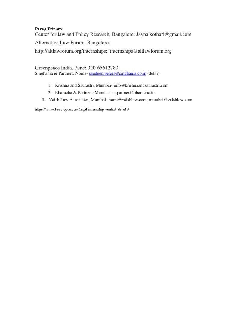 Alternative Law Forum, Bangalore:: Parag Tripathi | PDF | Career ...