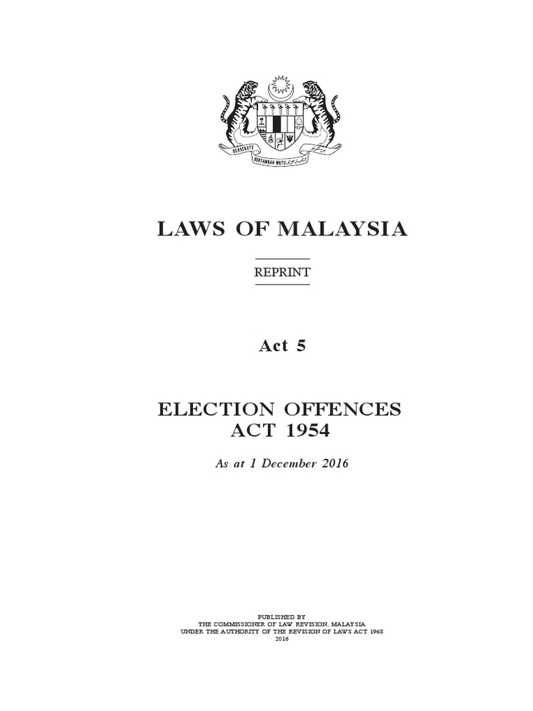Election Offences Act 1954 Overview | PDF | Polling Place | Elections