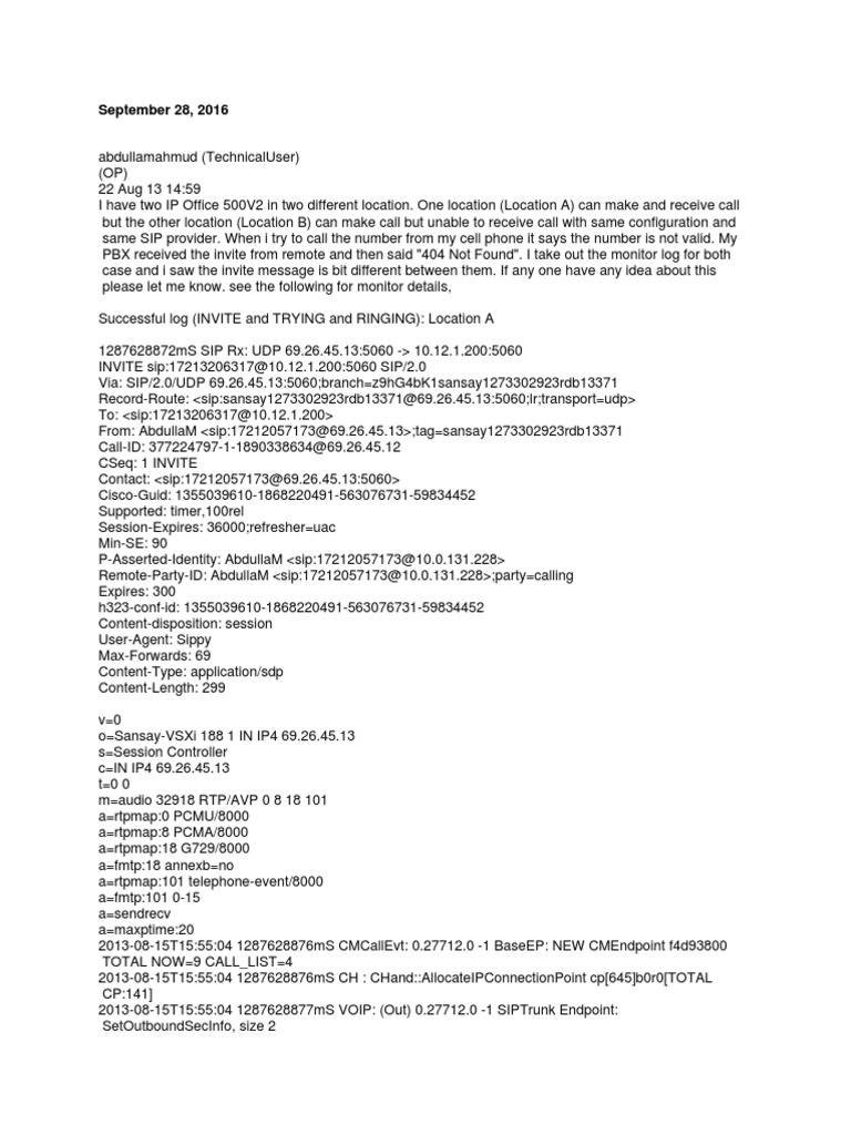 Incoming Call Avaya Problem Solved | PDF | Session Initiation Protocol ...
