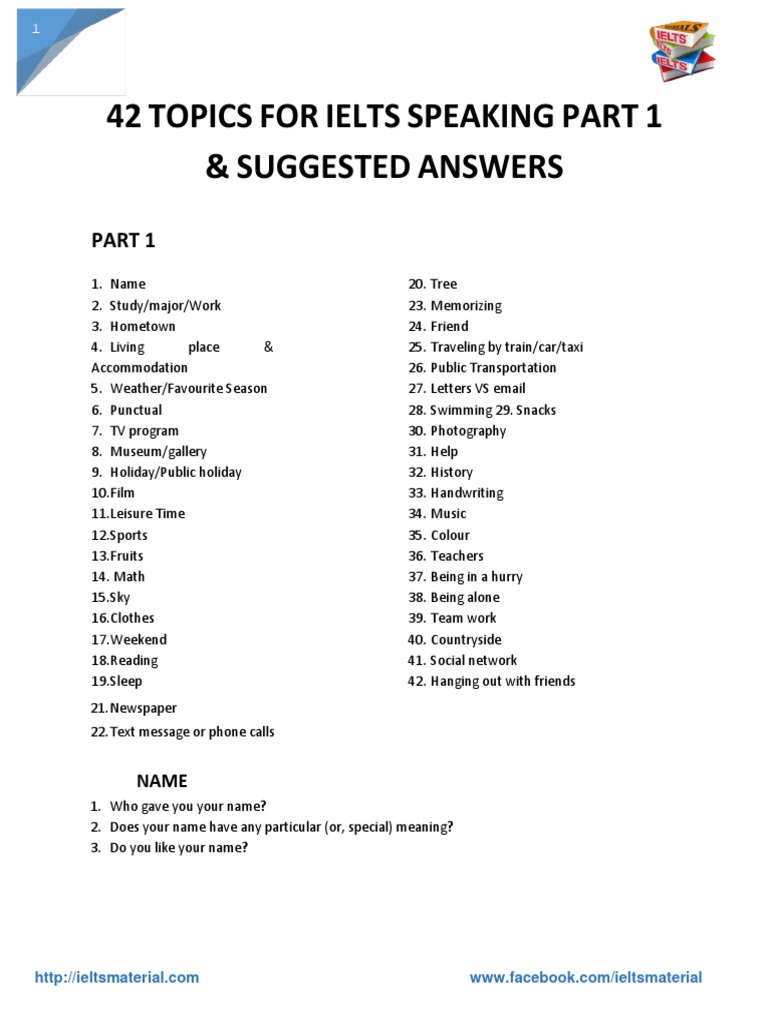 IELTS Speaking Part 1 Collection 2016 PDF | PDF | Museum | Trees