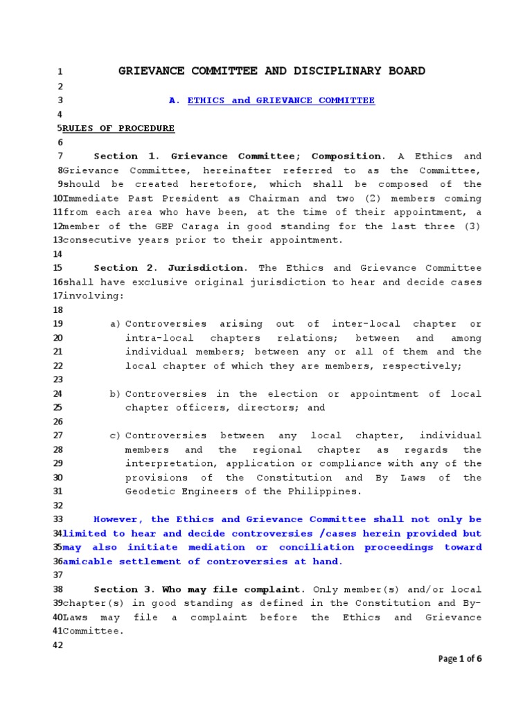 Grievance Committee Procedures and Duties | PDF | Justice | Crime ...