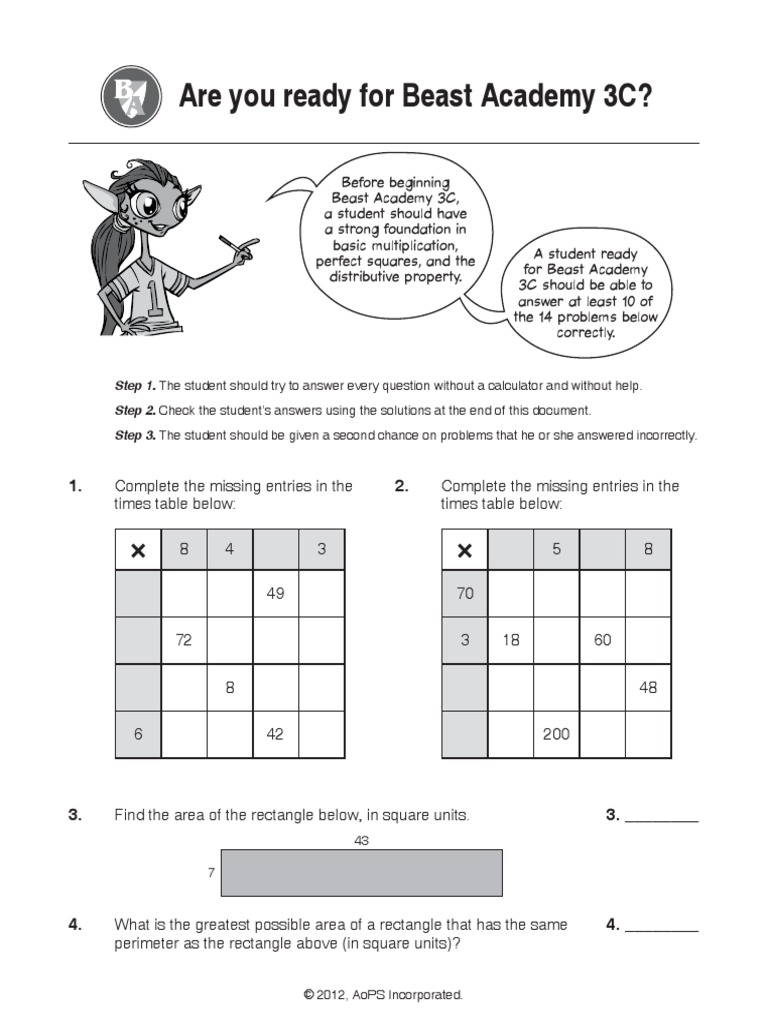 Are You Ready For Beast Academy 3C? | PDF | Multiplication | Numbers