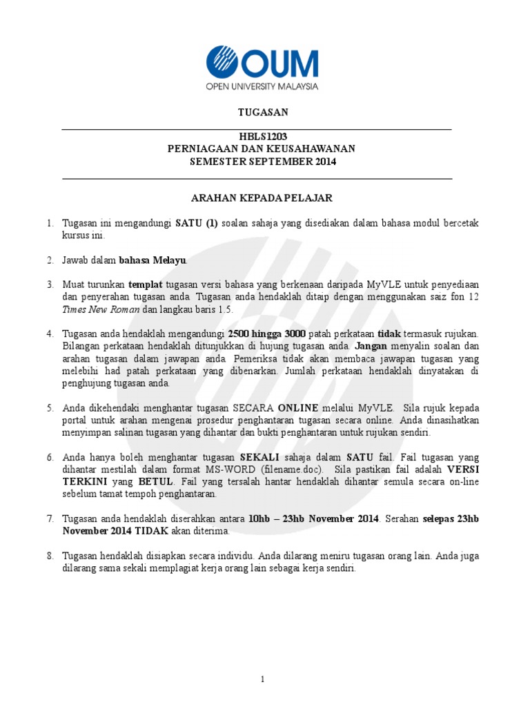 HBLS 1203 Perniagaan & Keusahawanan | PDF