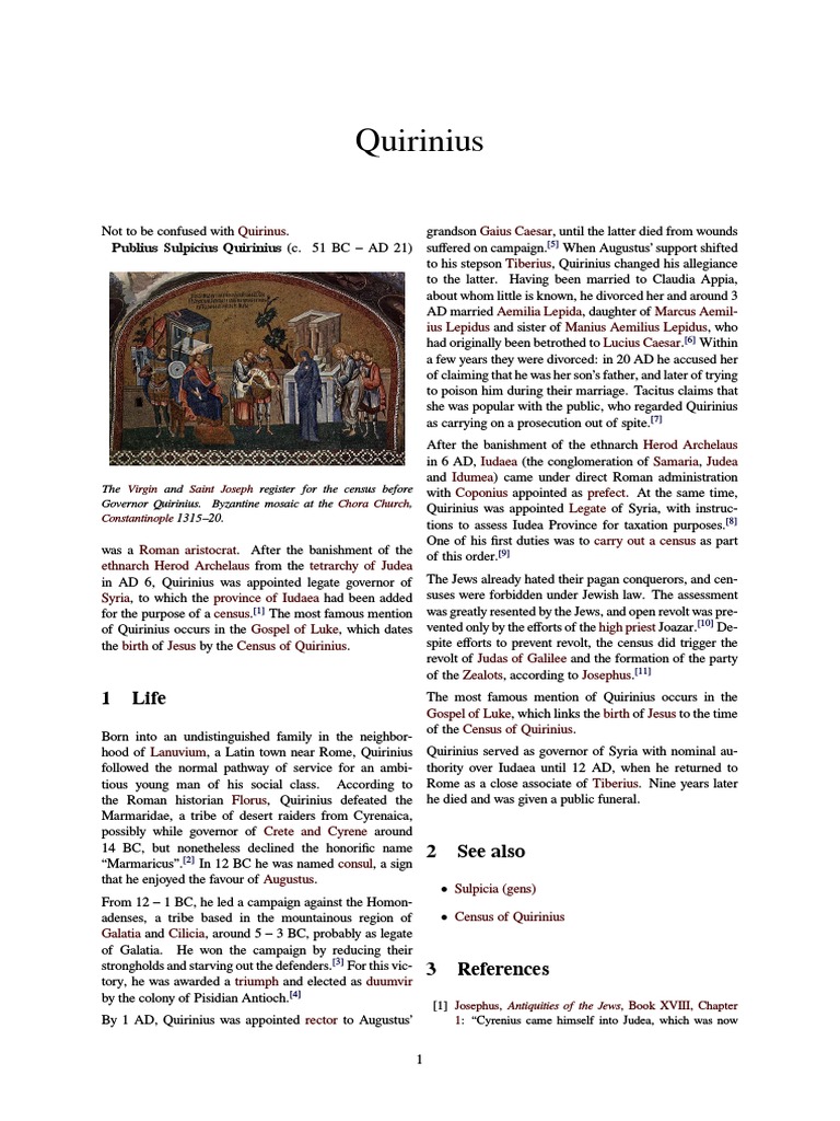 Quirinius: 1 Life | PDF | Ancient Rome | Ancient Peoples