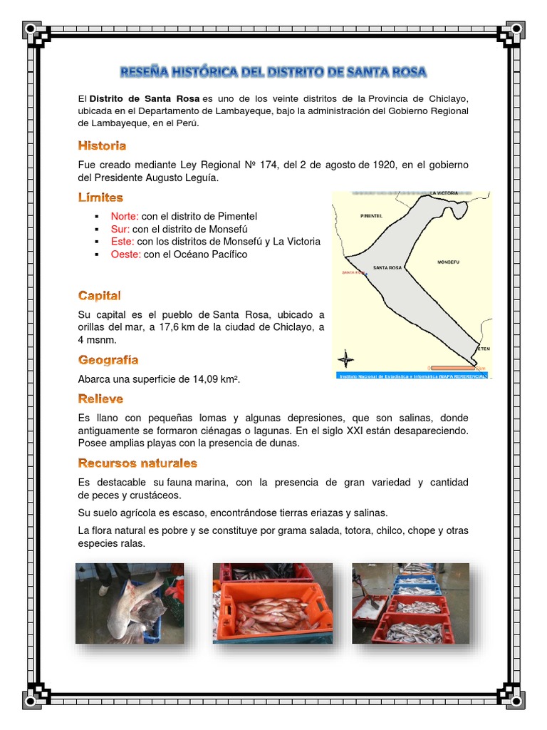 Reseña Histórica Del Distrito de Santa Rosa