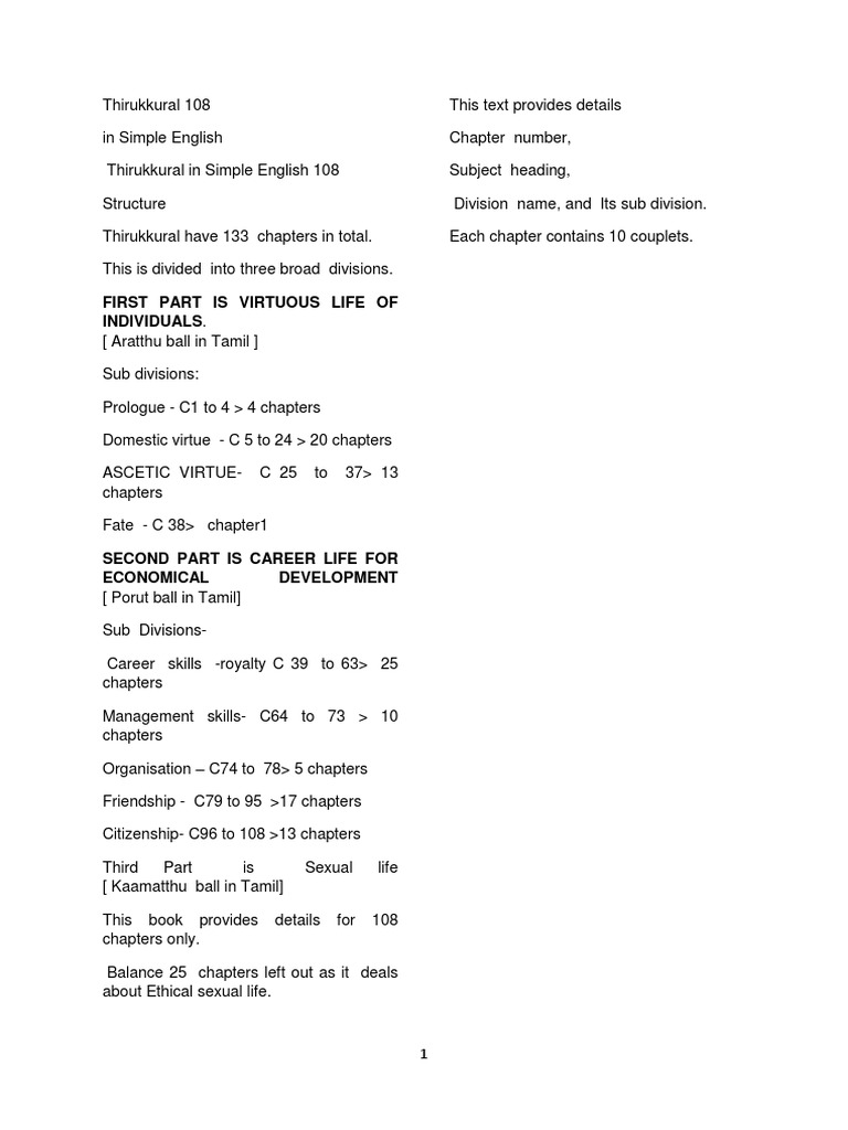 Thirukkural 108 English Translation Only | PDF | Envy | Compassion