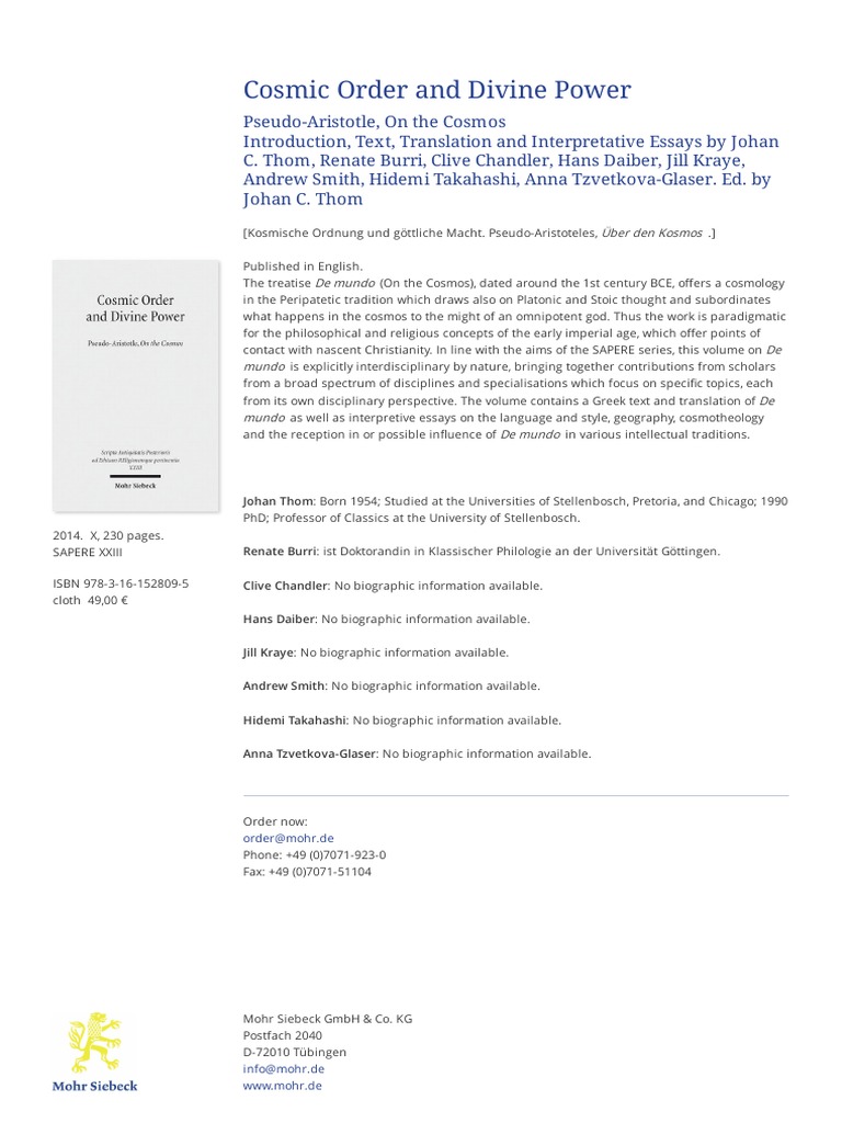 Cosmic Order and Divine Power | PDF | Western Philosophy | Metaphysics