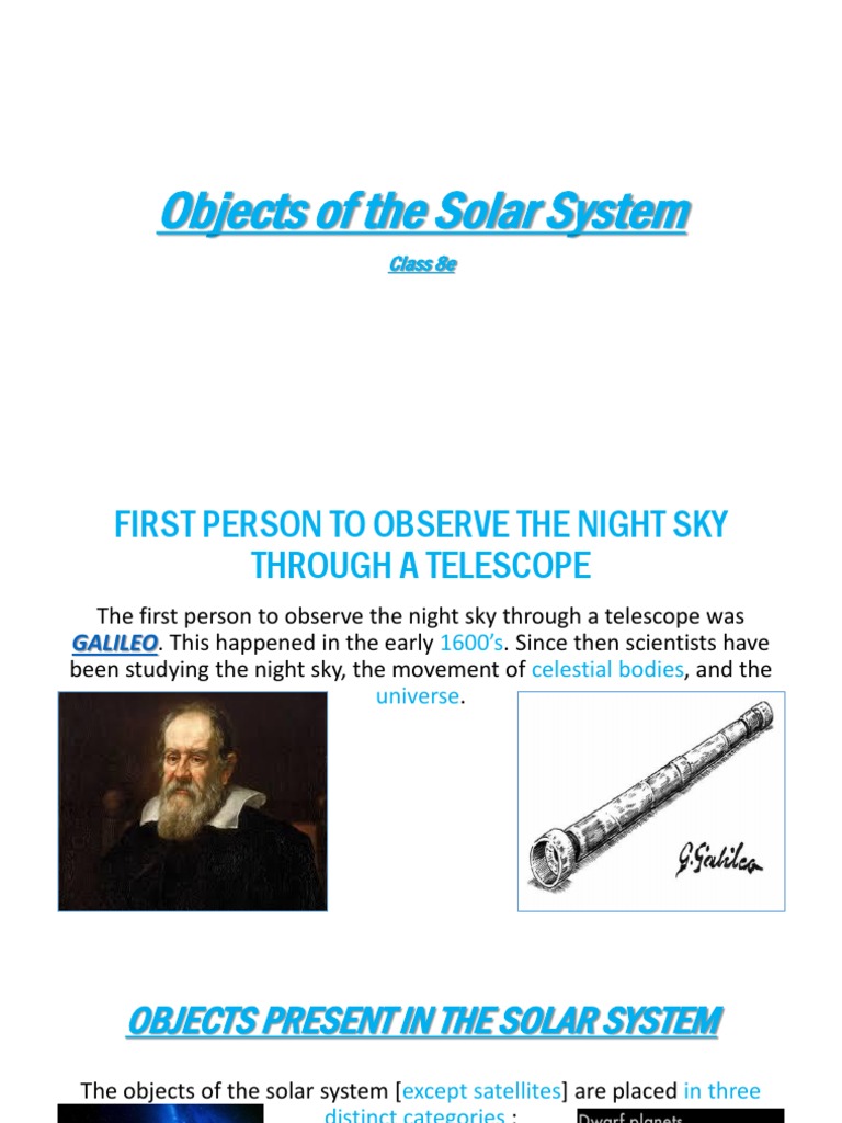 Objects of The Solar System: Class 8e | PDF