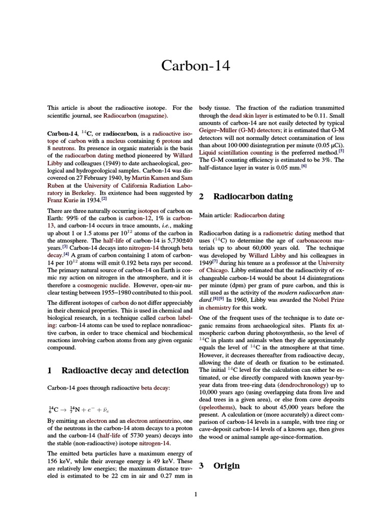 Carbon-14: 2 Radiocarbon Dating | Download Free PDF | Nuclear Physics ...