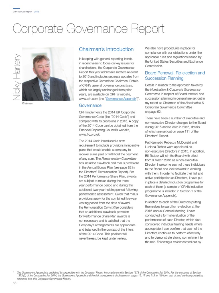 CRH Annual Report 2015: Corporate Governance Report | PDF | Audit ...