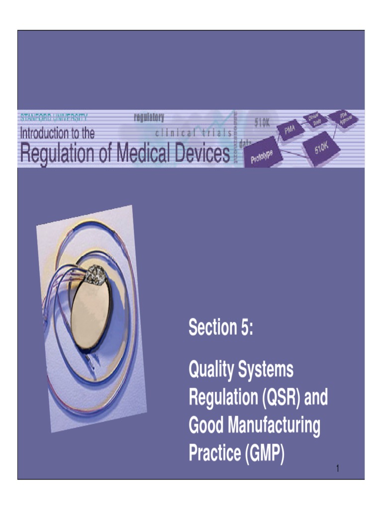 Section 5: Quality Systems Regulation (QSR) and Good Manufacturing ...
