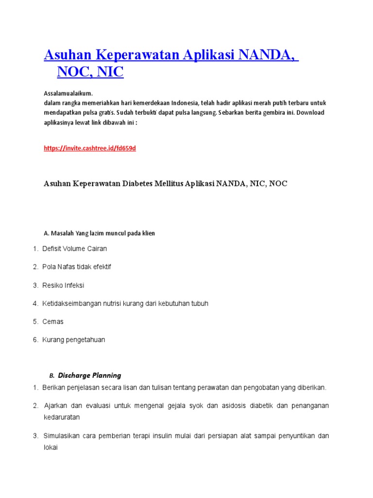 Asuhan Keperawatan Aplikasi NANDA DM Nic Noc | PDF