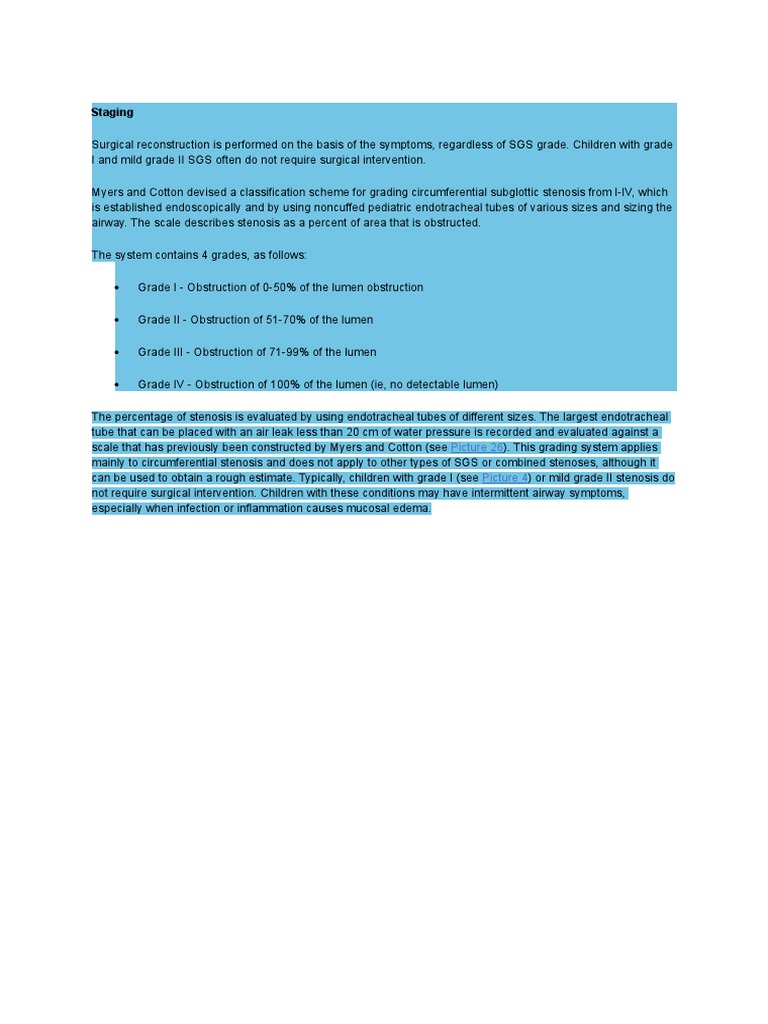 Cotton Myer Grading for Stenosis | PDF | Epidemiology | Medicine