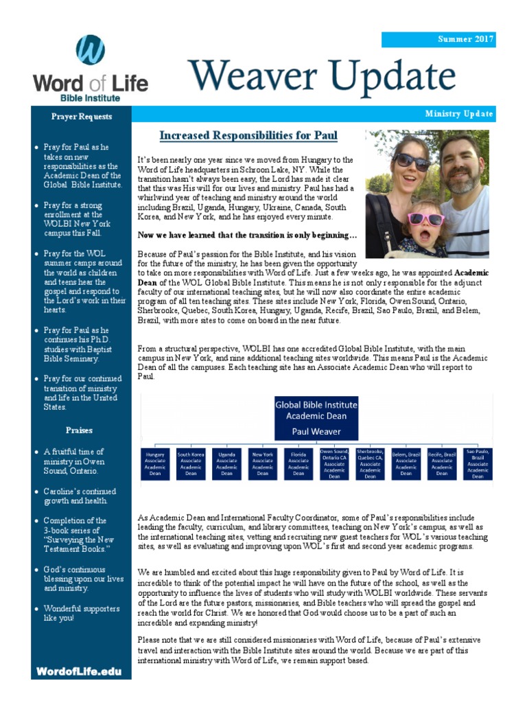 Weaver Prayer Letter: July 2017 | PDF | Religious Texts | Religious ...