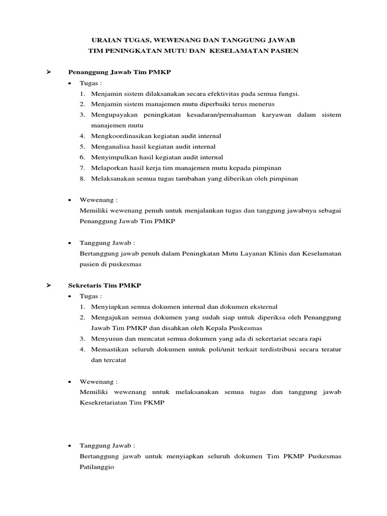 LAMPIRAN Uraian Tugas Dan Tanggung Jawab | PDF | Sains & Matematika