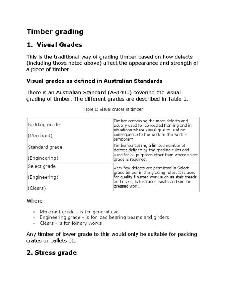 Timber Grading: 1. Visual Grades | PDF | Lumber | Eucalyptus