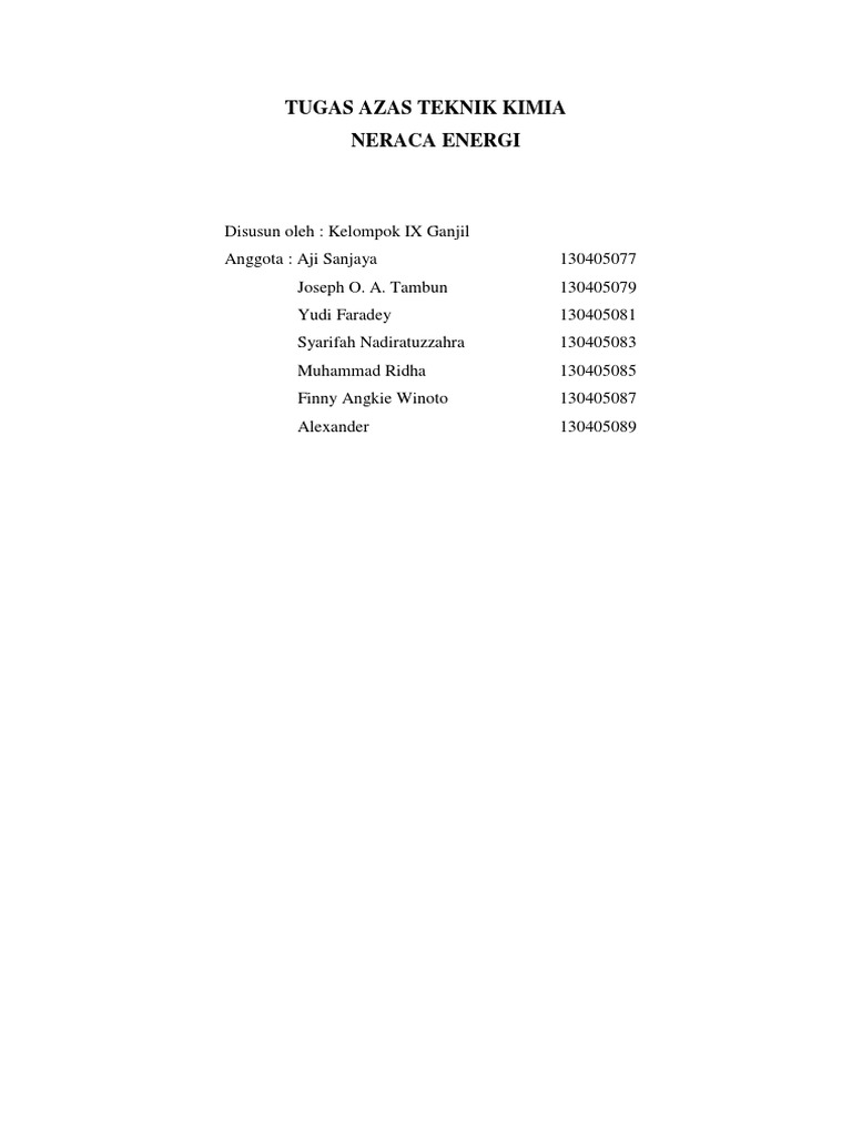 Tugas ATK Neraca Energi Kelompok IX Ganjil | PDF