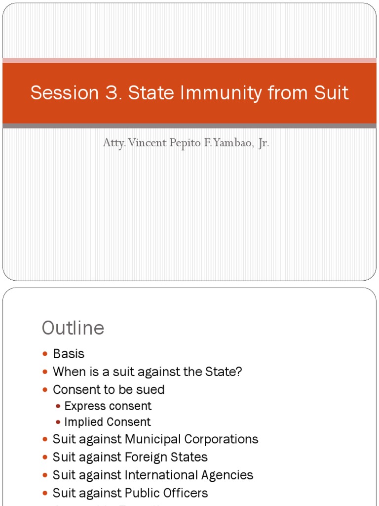 Session 3 - State Immunity From Suit | PDF | Lawsuit | Law Of Agency