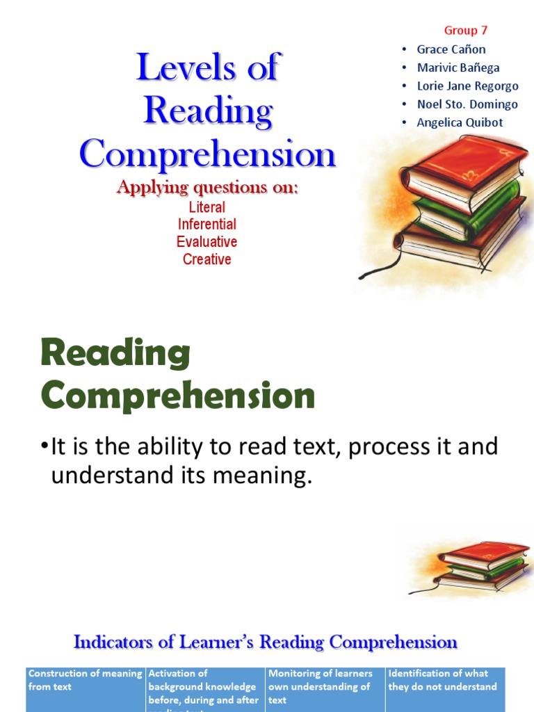 Levels of Reading Comprehension: Applying Questions On | PDF | Reading ...