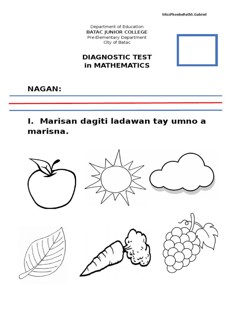 Diagnostic Test Kinder | Languages | Further Education