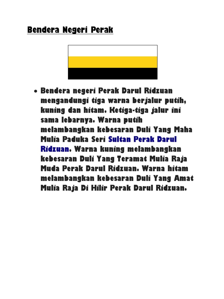 Bendera Negeri Perak: Makna Warna | PDF
