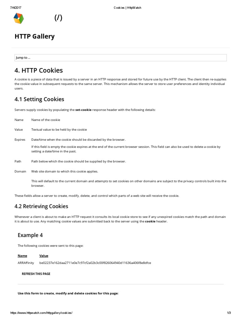 Cookies - HttpWatch | PDF | Http Cookie | Hypertext Transfer Protocol