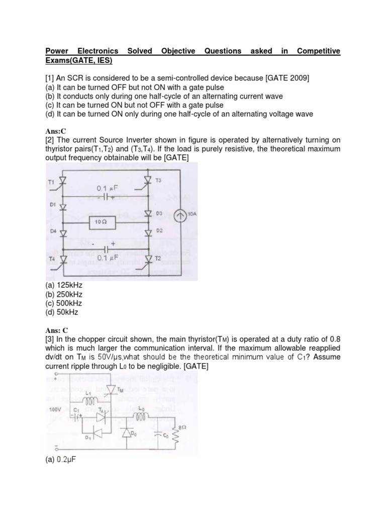 Power Electronics Solved Objective Questions Asked in Competitive Exams | PDF | Power Inverter ...