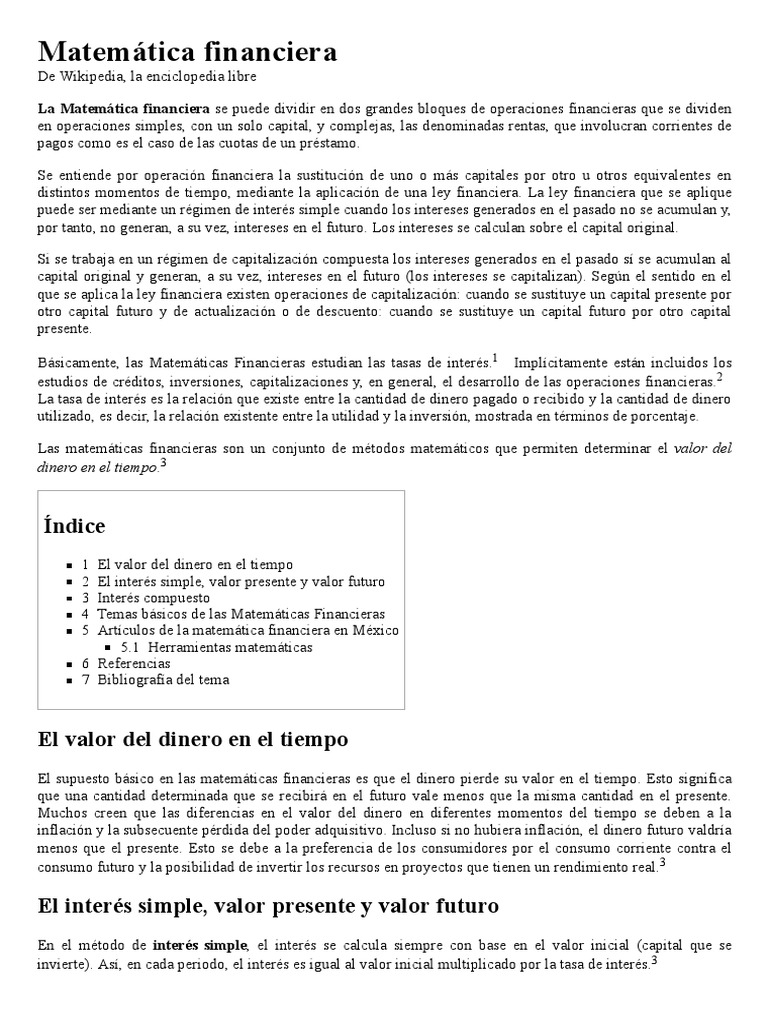 Matemática Financiera - Wikipedia, La Enciclopedia Libre | PDF ...