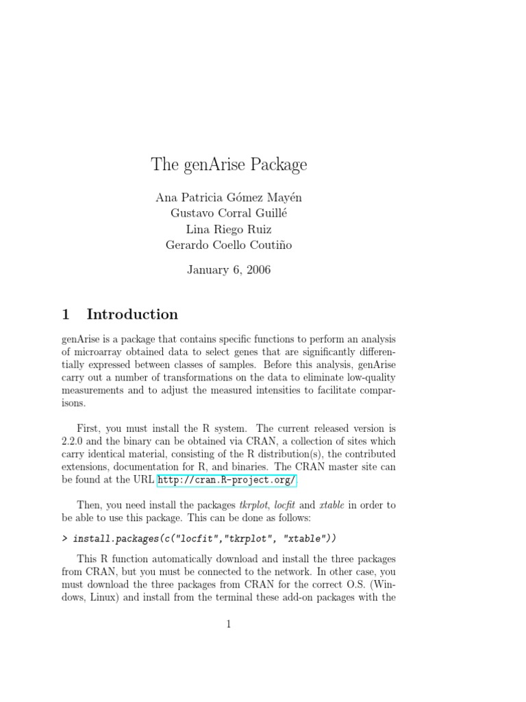 The Genarise Package | PDF | R (Programming Language) | Parameter (Computer Programming)