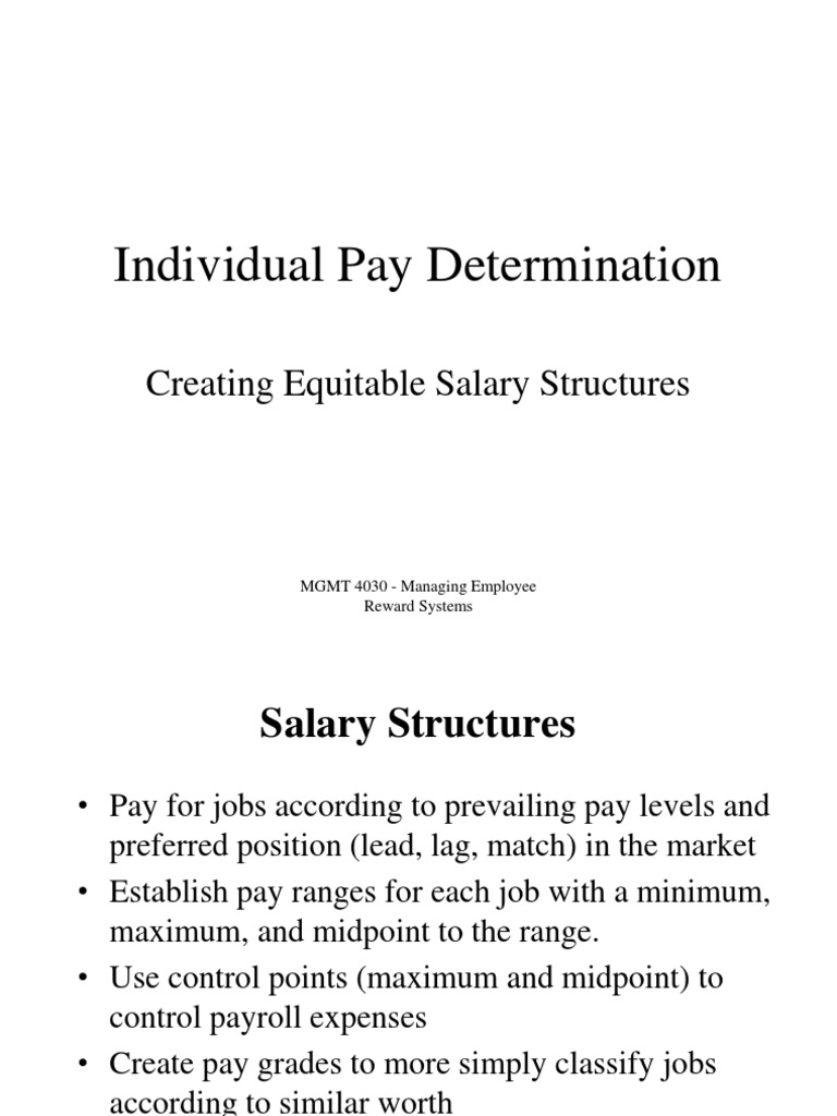 Individual Pay Determination: Creating Equitable Salary Structures ...