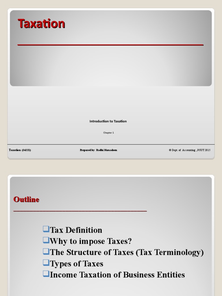 Ch. 1 Introduction To Taxation | PDF | Taxpayer | Income Tax