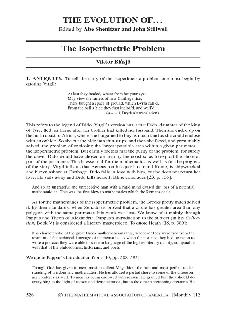 The Isoperimetric Problem: From Ancient Legends to Geometric Proofs | PDF | Calculus Of ...