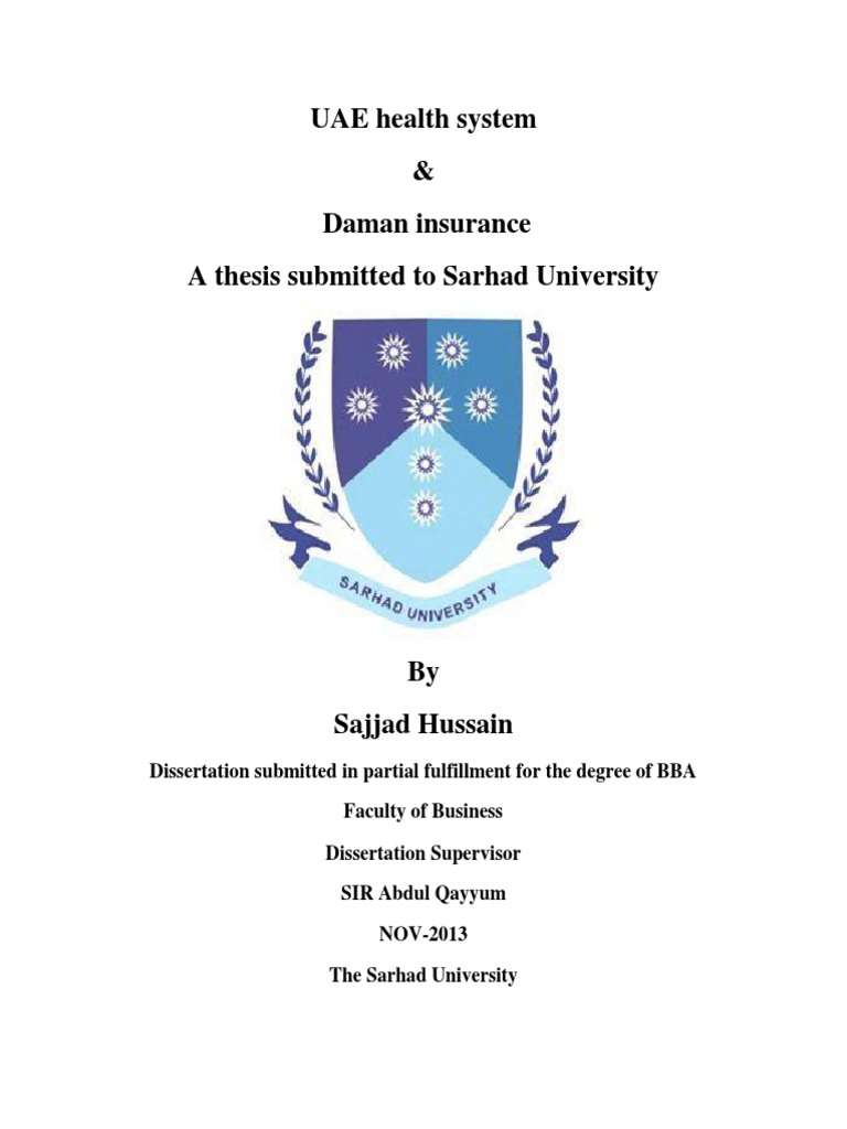 UAE Health System & Daman Insurance A Thesis Submitted To Sarhad ...