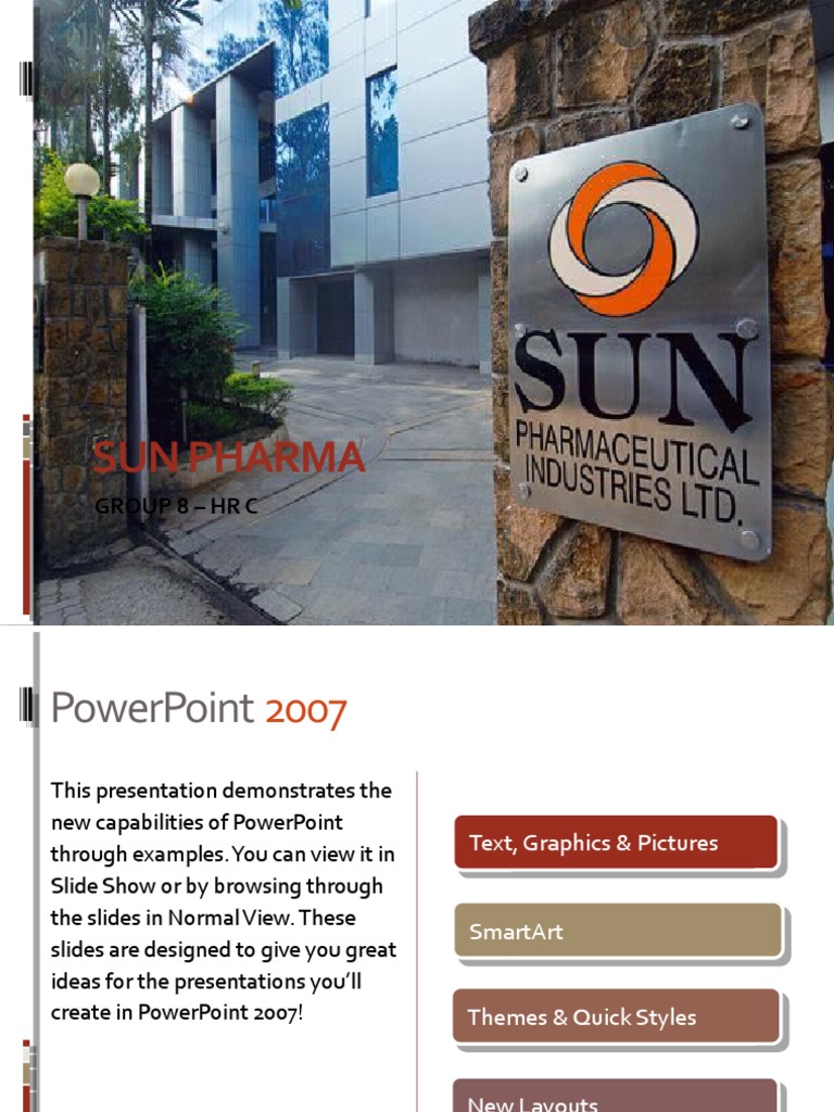 Sun Pharma: Group 8 - HR C | PDF | Page Layout | Microsoft Power Point