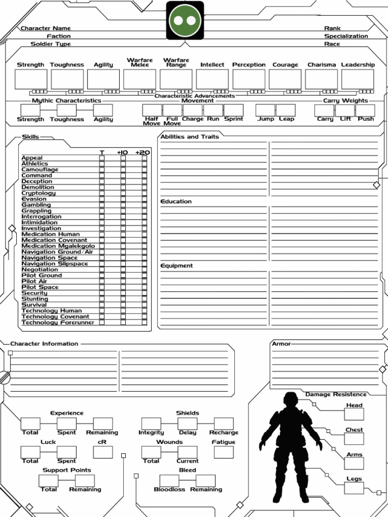 Halo Mythic CharacterSheet Interactive Full | PDF