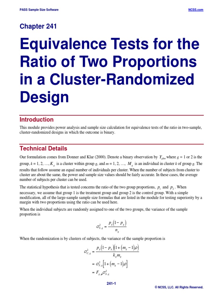 Equivalence Tests For The Ratio of Two Proportions in A Cluster ...