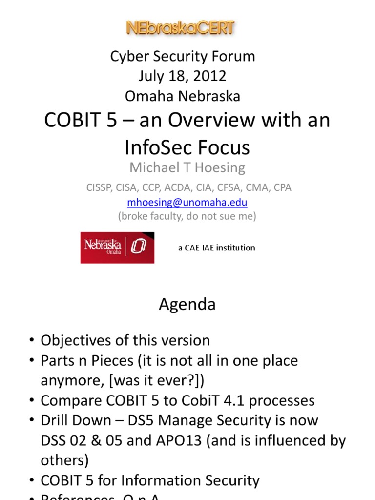 COBIT 5 - An Overview with an InfoSec Focus | PDF | Cobit | Information ...