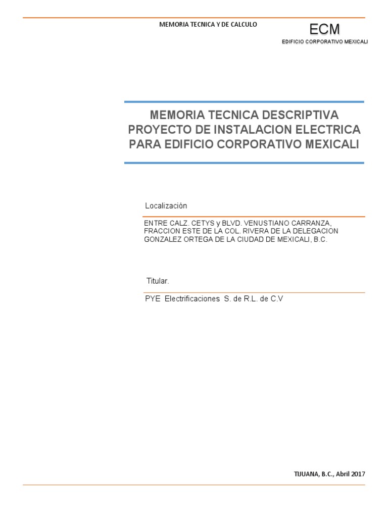 Memoria Tecnica Descriptiva | PDF | Transformador | Fusible (Eléctrico)