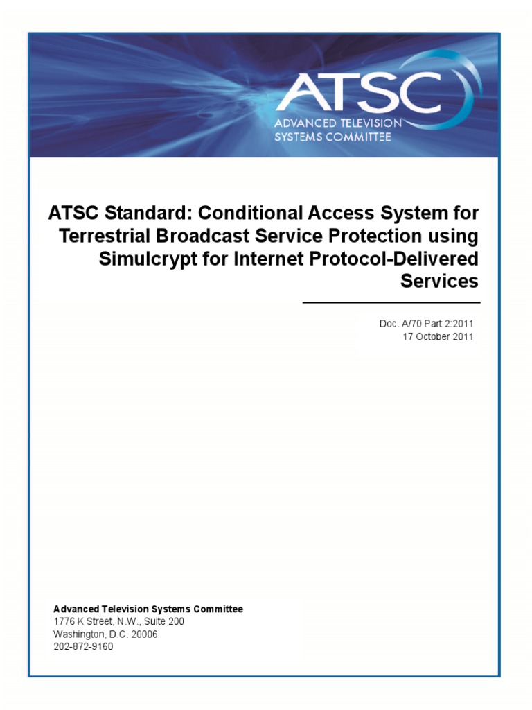 ATSC Standard: Conditional Access System For Terrestrial Broadcast ...
