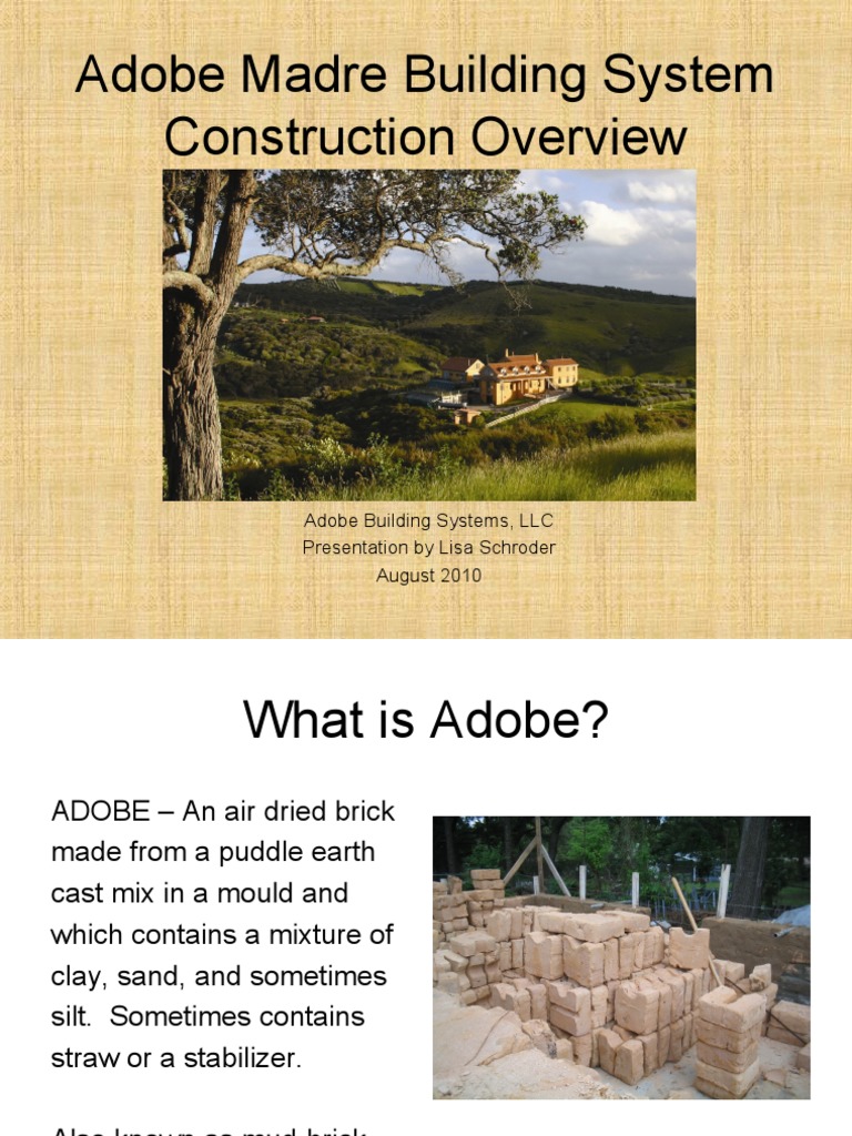 Adobe Building Systems Overview | PDF | Concrete | Strength Of Materials