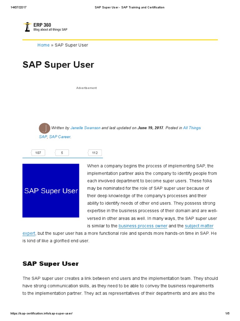 SAP Super User - SAP Training and Certification | PDF | Expert | Documentation