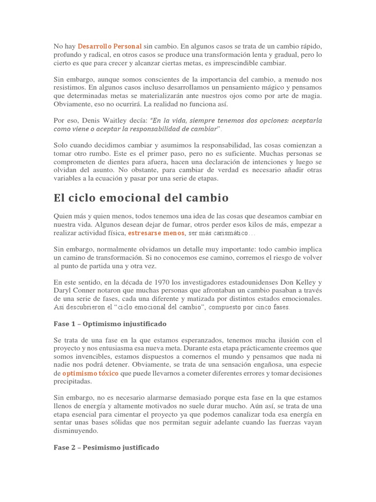 El Ciclo Emocional Del Cambio | PDF | Las emociones | Magia (Paranormal)