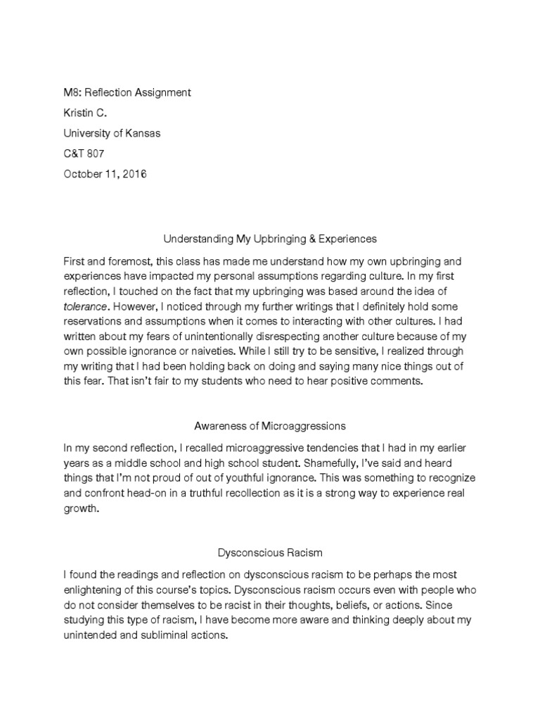 Reflection | PDF | Racism | Discrimination & Race Relations