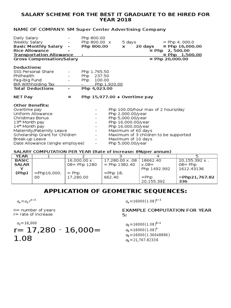 Salary Scheme For The Best It Graduate To Be Hired For Year 2018 | PDF ...